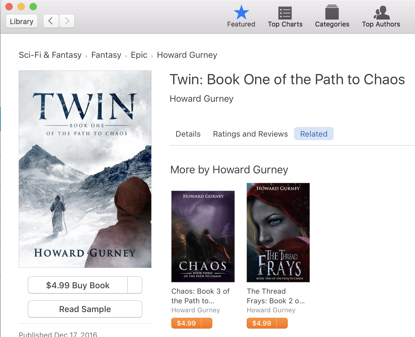 Path to Chaos series now on Apple and Kobo – Howard Gurney